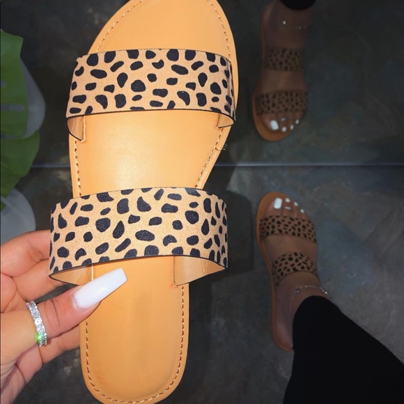 Shoes | Cheetah Print Double Band Sandals | Poshmark